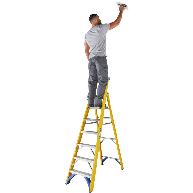 Werner 6 Tread Trade Fibreglass Platform Step Ladder - BS 2037 EN131 ...