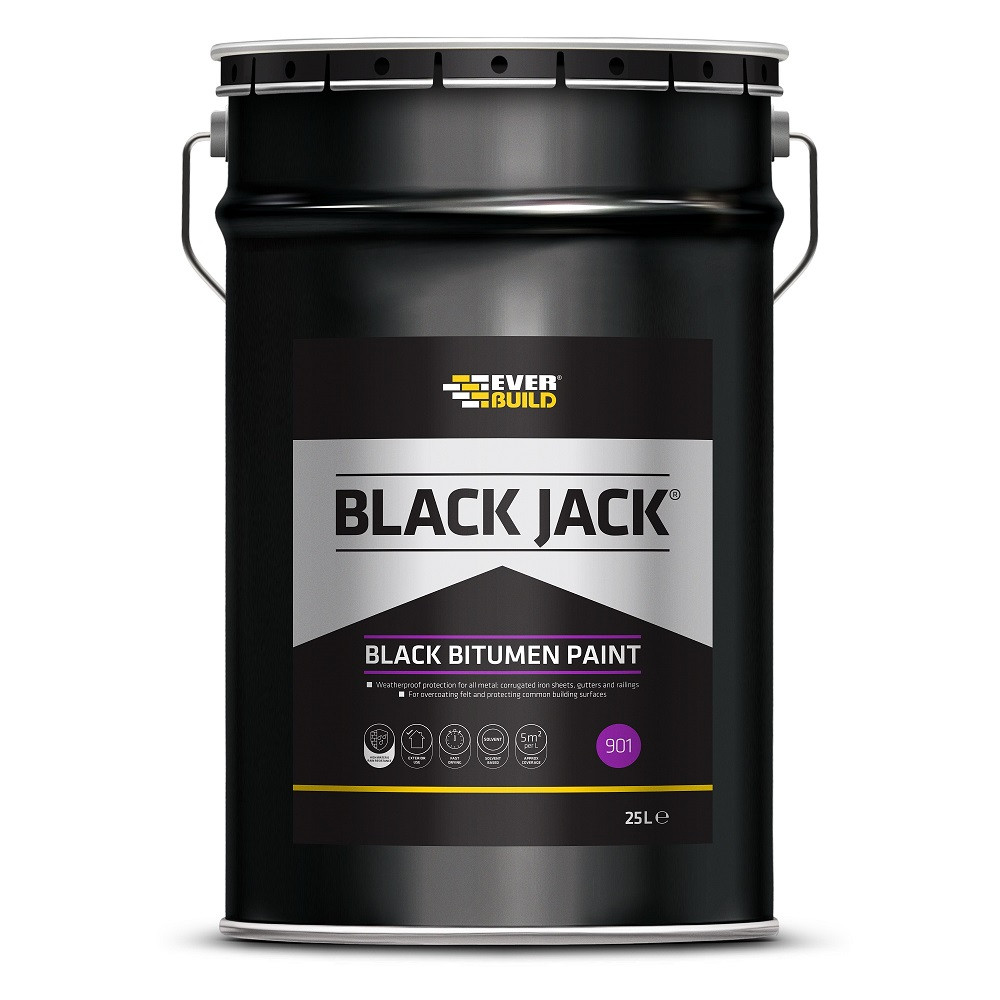 Everbuild Black Jack 901 Black Bitumen Paint - 25 Litres | Roofing ...