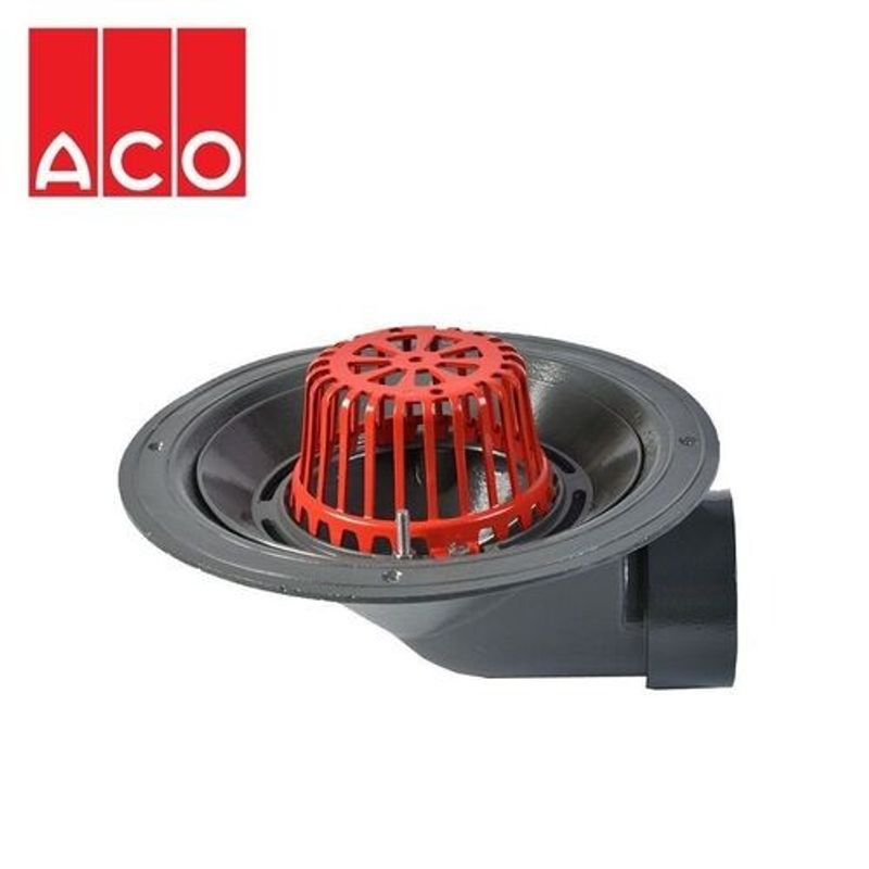 ACO Rainwater Roof Outlet 90dg Screw with Dome Grate - 100mm | Drainage ...