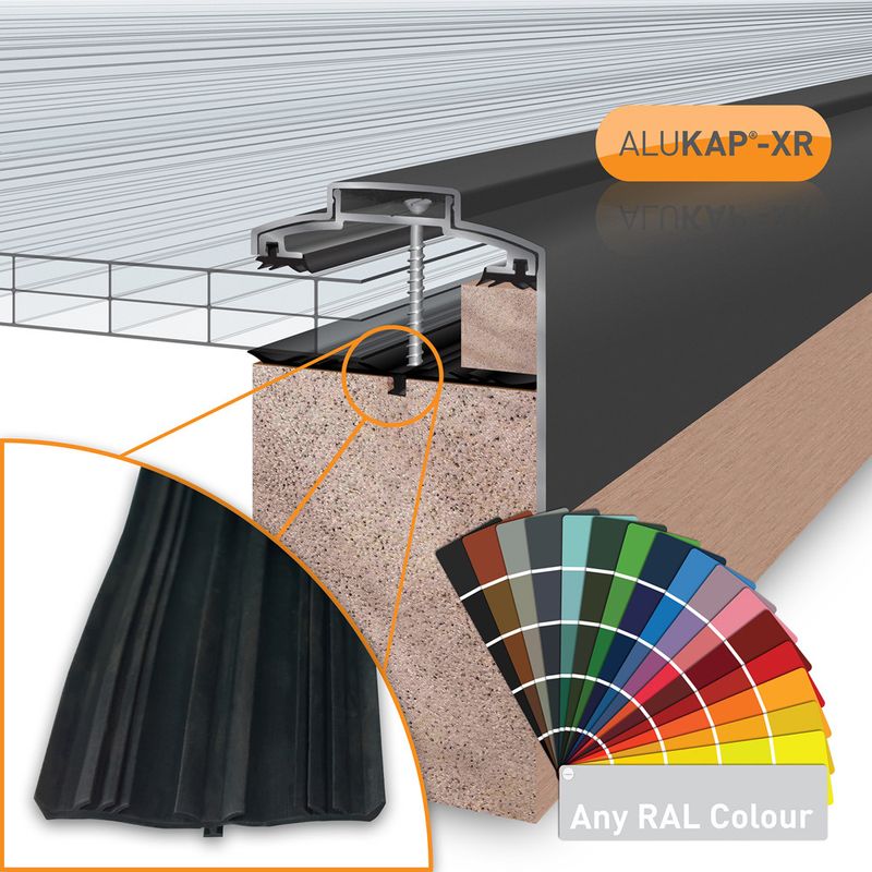 ALUKAP-XR 60mm Gable Bar with 55mm Slot Fit Rafter Gasket and End Cap ...