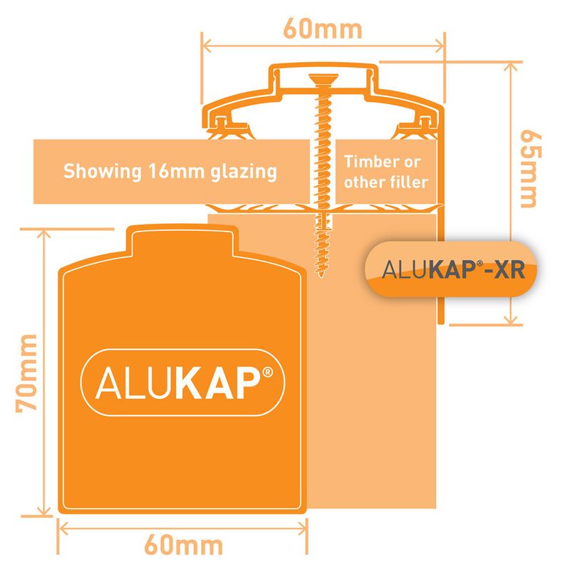 ALUKAP-XR 60mm Gable Bar with 55mm Slot Fit Rafter Gasket and End Cap ...