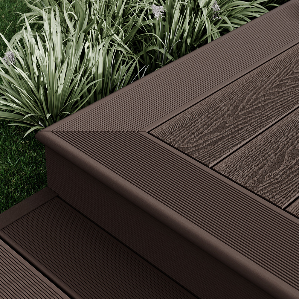 Allur Double-Sided Composite Decking Board 25mm x 148mm x 3.6m - Chocolate Brown | Drainage ...