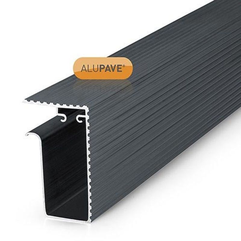 Alupave Fireproof Flat Roof & Decking Side Gutter Anthracite Grey - 6m ...