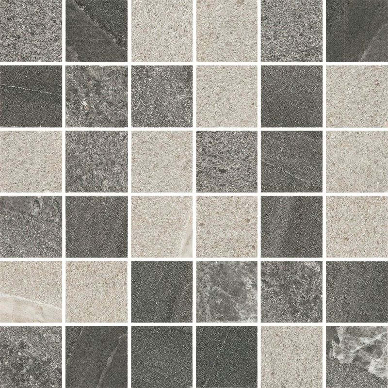 Arkon Mixed Grey Stone Effect Porcelain Mosaic Wall & Floor Tile ...
