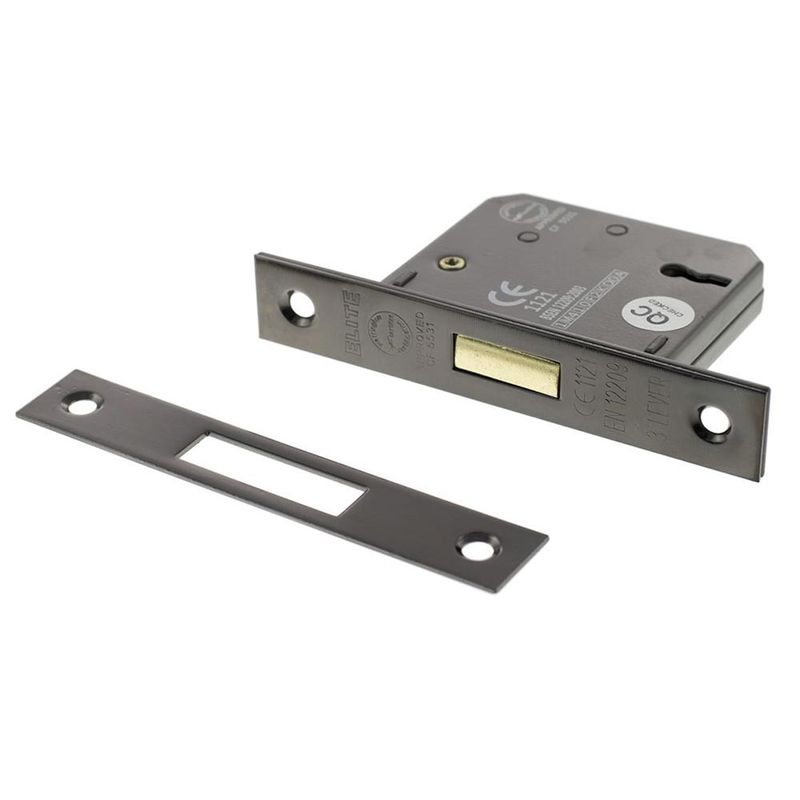 Atlantic 3 Lever Key Deadlock (CE) 3 Inches - Black Nickel | Door ...