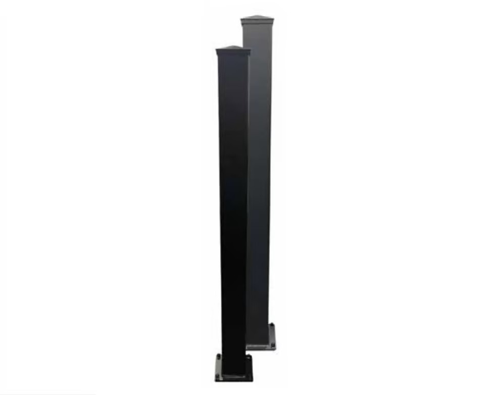 Fully Finished Black Aluminium Flanged Gate Post - 150mm x 150mm x 3 ...