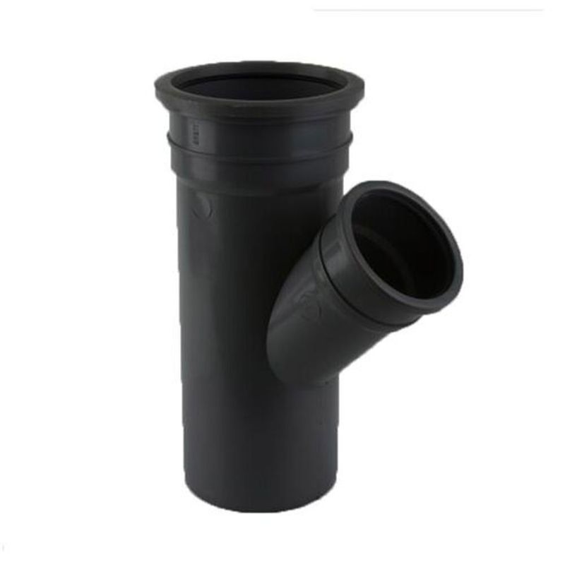 Brett Martin Plastic Double Socket Push Fit Soil Pipe Branch 135 Degree 160mm x 110mm - Black ...