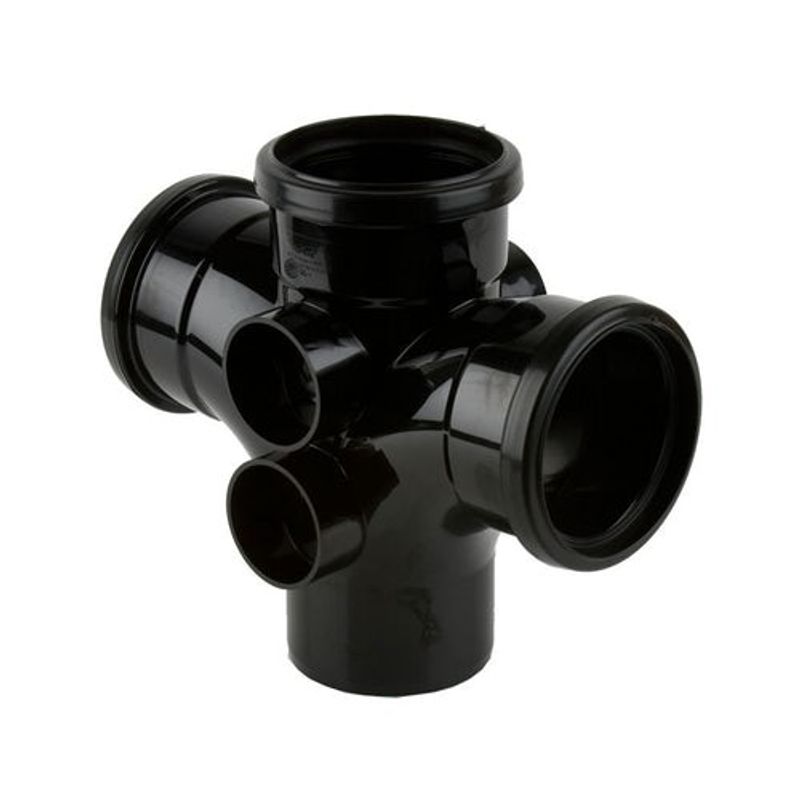 Brett Martin Plastic Push Fit Single 92.5dg Triple Socket Soil Pipe ...