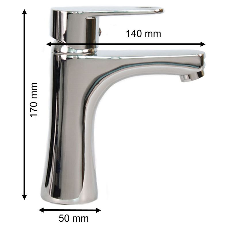 Stainless Chrome Single Lever Low Mixer Tap for Bathroom Basin - 170mm ...