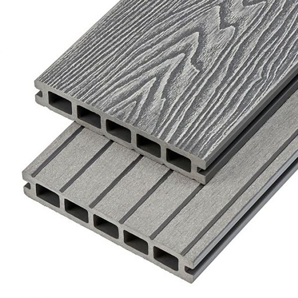 Cladco Woodgrain Hollow Composite Decking Board 2.4m - Light Grey ...