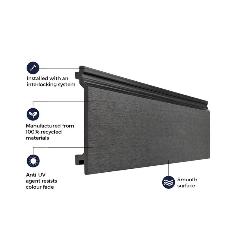 Cladco Composite Wall Cladding Board 3.6m - Charcoal | Drainage Superstore®