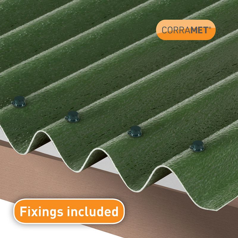 CORRAMET Corrugated Roof Sheet Kit Green - 2000 x 950mm | Roofing ...