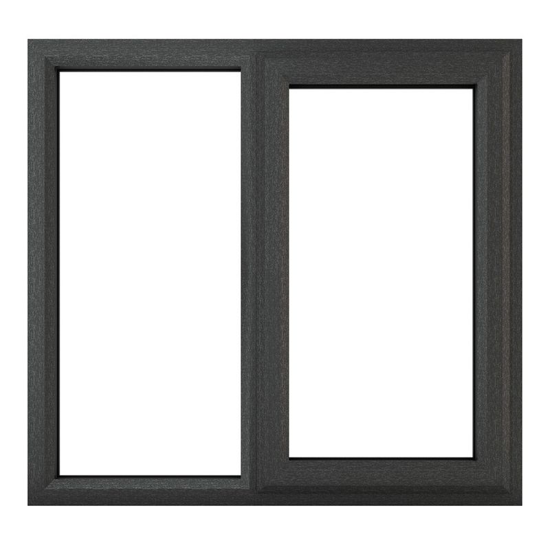 Crystal Right Hand Side Hung with Fixed Light Grey uPVC Casement Clear ...