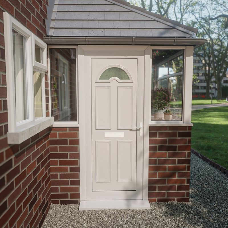 Crystal Sandringham White uPVC Obscure Glass Front Door | Door Superstore®