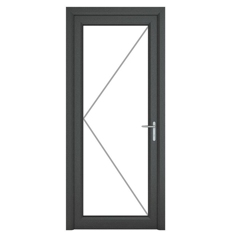 Crystal uPVC Grey Clear Glazed Full Glass Left Hand Open Single Door ...