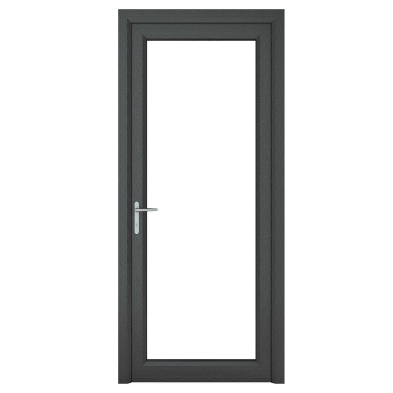 Crystal uPVC Grey Clear Glazed Full Glass Right Hand Open Single Door ...