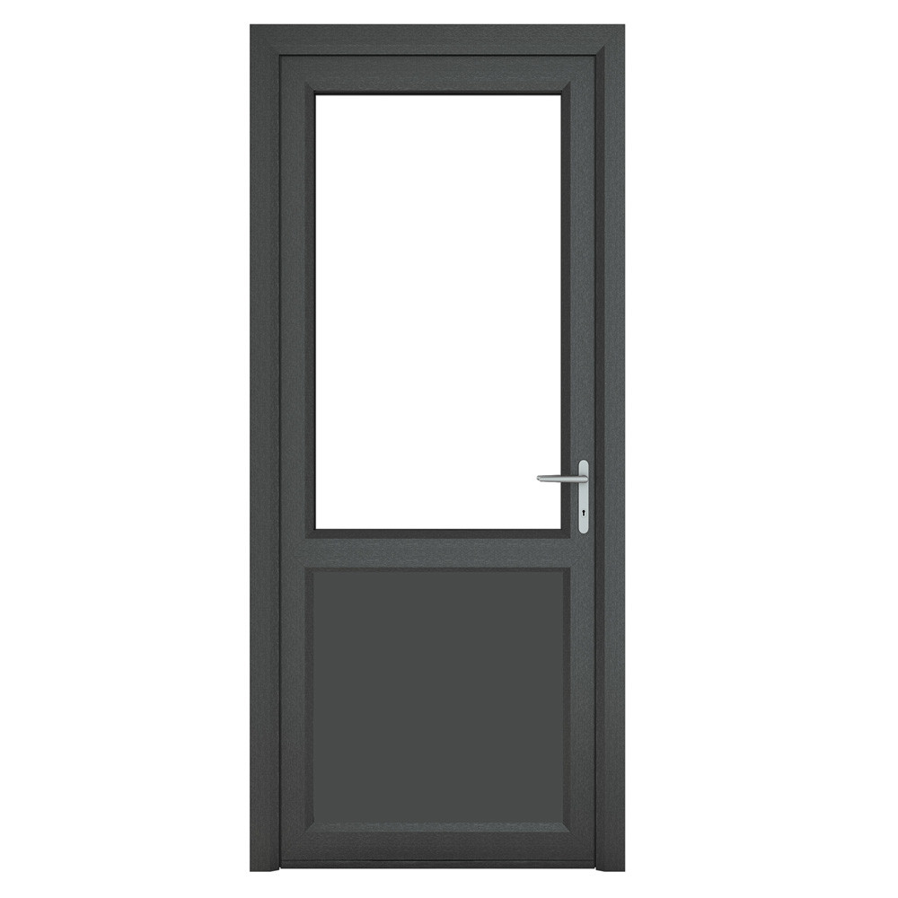 Crystal uPVC Grey Clear Glazed 2 Panel Left Hand Open Single Door ...