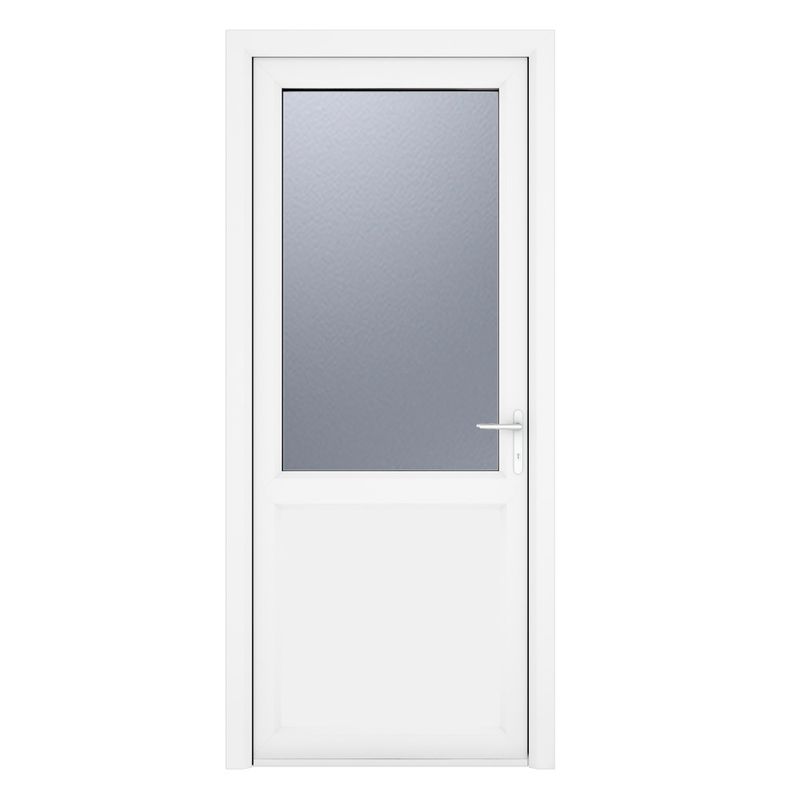 Crystal uPVC White Obscure Glazed 2 Panel Left Hand Open Single Door ...