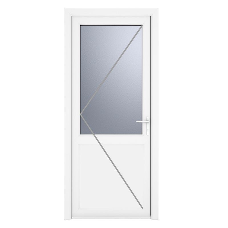 Crystal uPVC White Obscure Glazed 2 Panel Left Hand Open Single Door ...