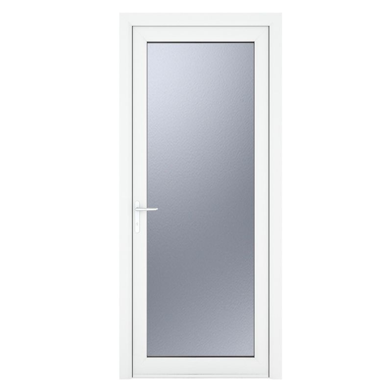 Crystal UPVC White Obscure Glazed Full Glass Right Hand Open Single crystal-upvc-white-obscure-glazed-full-glass-right-hand-open-single