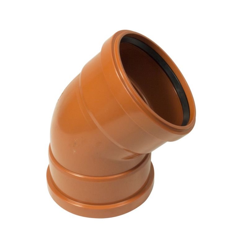 JTM 160mm Underground Double Socket Drain Pipe - 45 Degree Bend ...