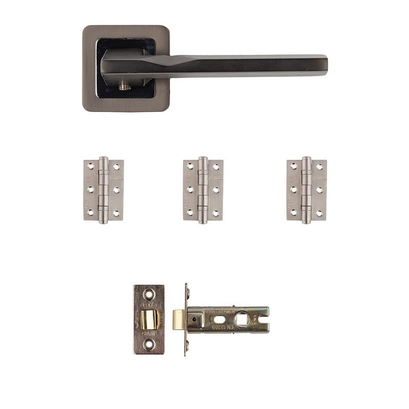 Deanta Hadrian Matt Satin Black Latch Door Handle Kit - 76mm x 50mm x ...