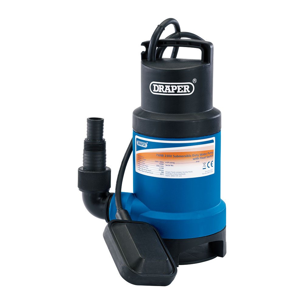 Draper Submersible Dirty Water Pump with Float Switch - 750W | Drainage ...