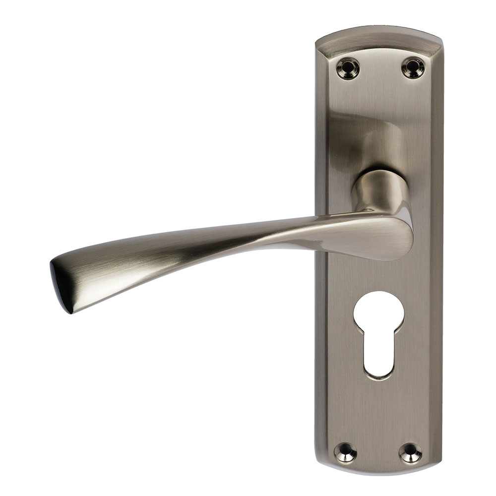 Eclipse Monza Lever Euro Profile Handle On Backplate Satin Nickel ...