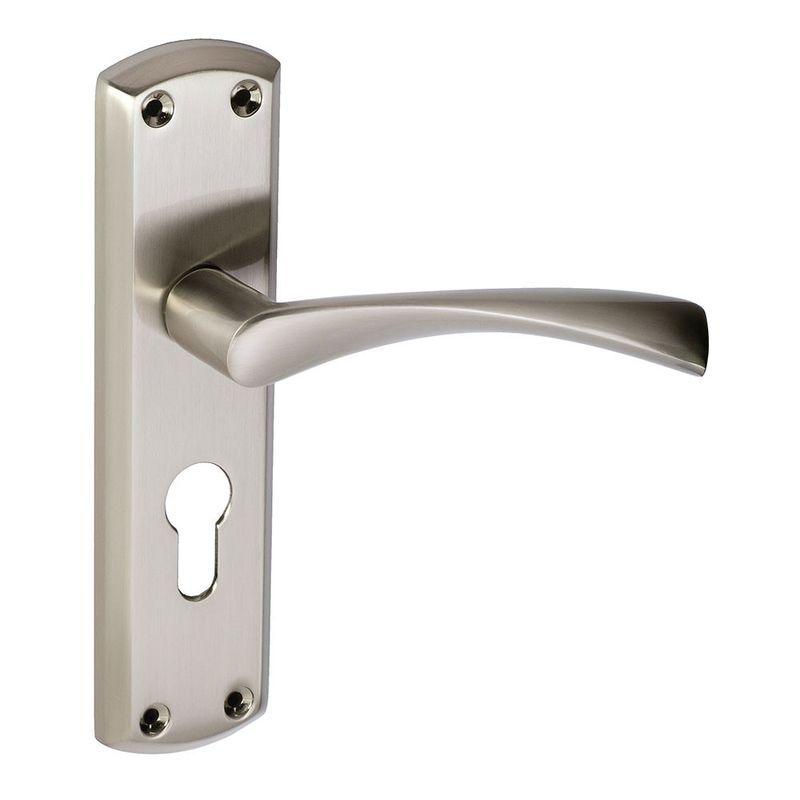 Eclipse Monza Lever Euro Profile Handle On Backplate Satin Nickel ...
