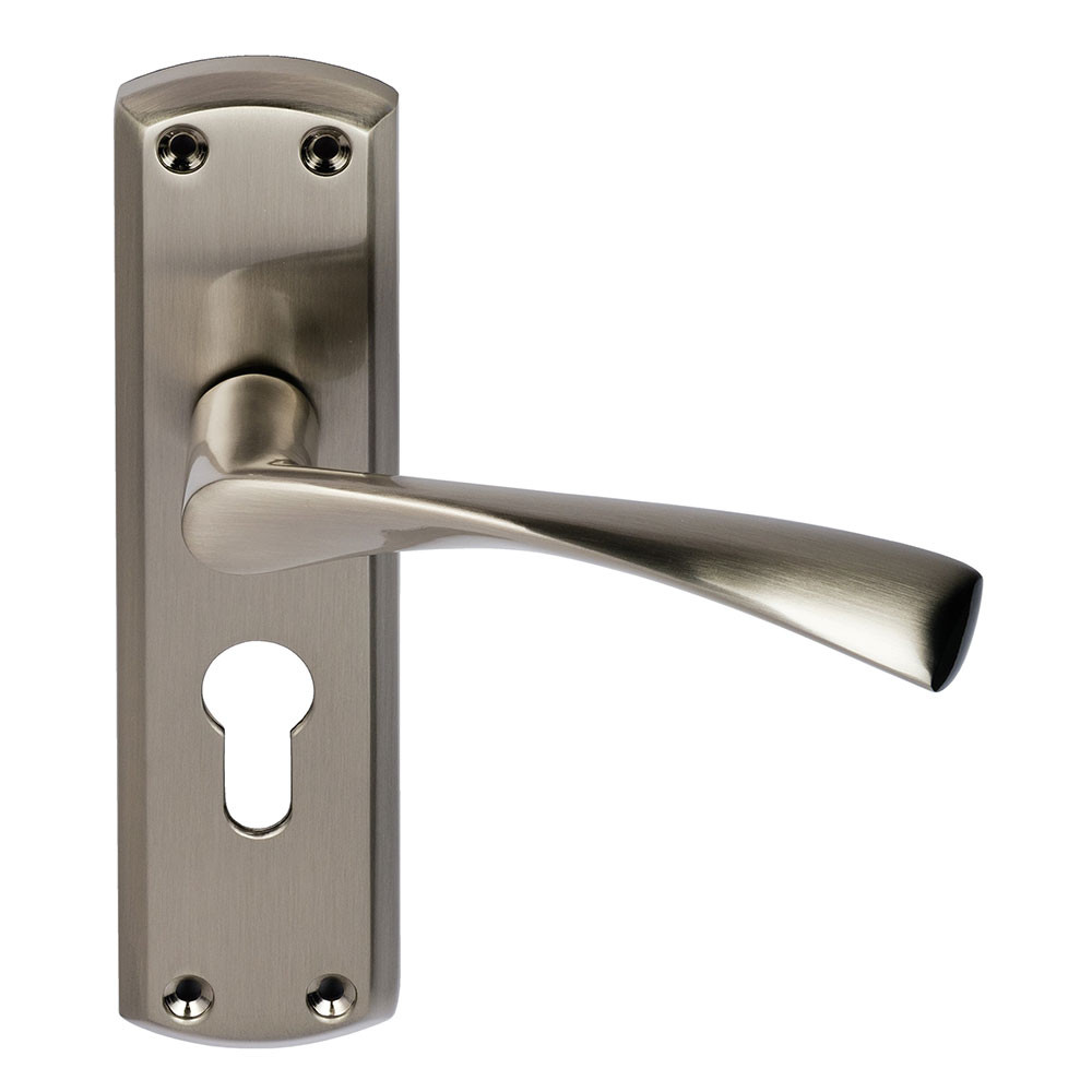 Eclipse Monza Lever Euro Profile Handle On Backplate Satin Nickel ...