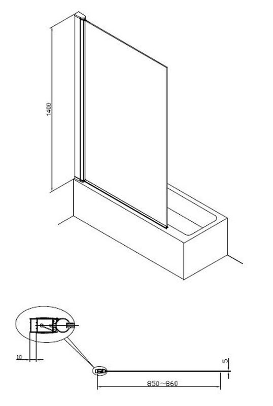 Essential Designer 1400mm x 850mm Matt Black Bath Screen | Plumbing ...