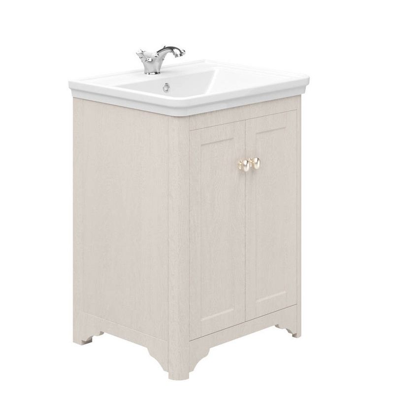 Essential Maine 600mm Cashmere Ash 2 Door Floor Standing Vanity Unit ...
