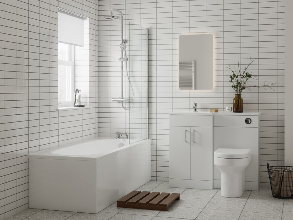 Essential Montana Gloss White L-Shape Left Hand Vanity Unit | Plumbing ...