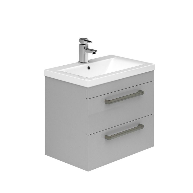 Essential Montana 560mm Light Grey Wall Mounted 2 Drawer Vanity Unit ...
