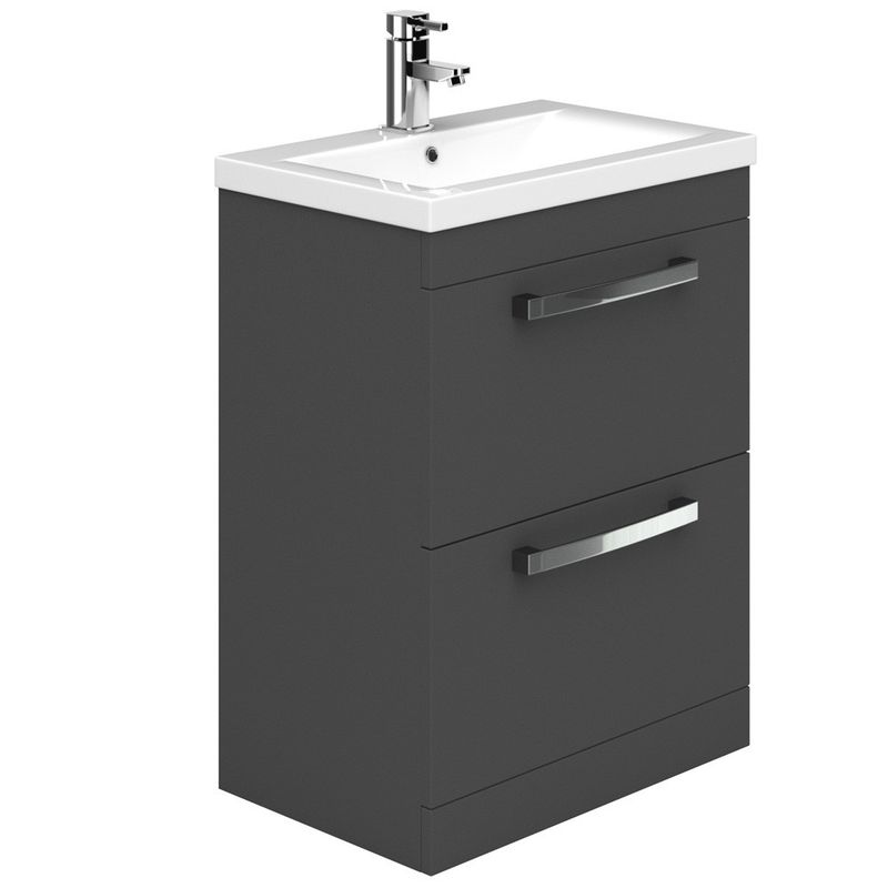 DISCON-Essential Nevada Grey 2 Door Floor Standing Washbasin & Unit ...