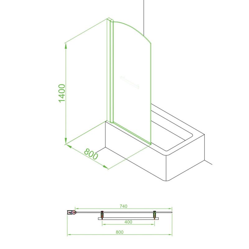 Essential Twilight Glass Sail Bath Screen | Plumbing Superstore®