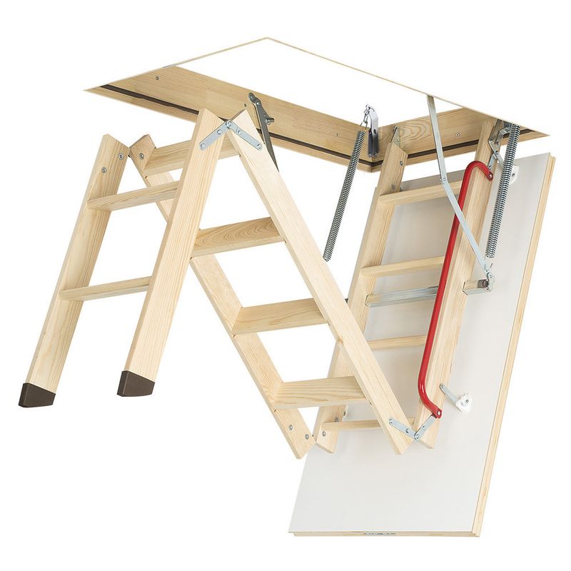 Fakro LWK Komfort 3 Section Wooden Loft Ladder 2.8m Length - 60cm x ...