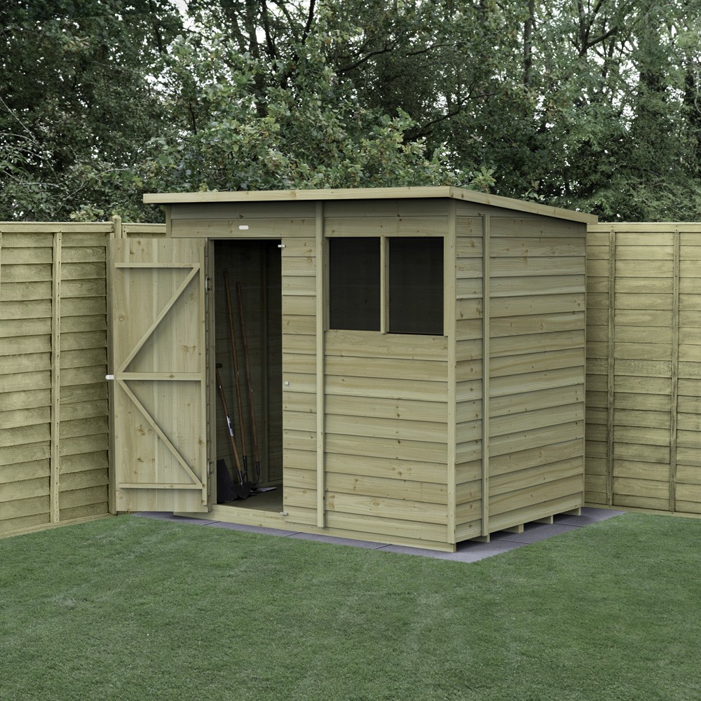 Forest Garden 4LIFE 2 Windows Pent Shed with Single Door - 7ft x 5ft ...
