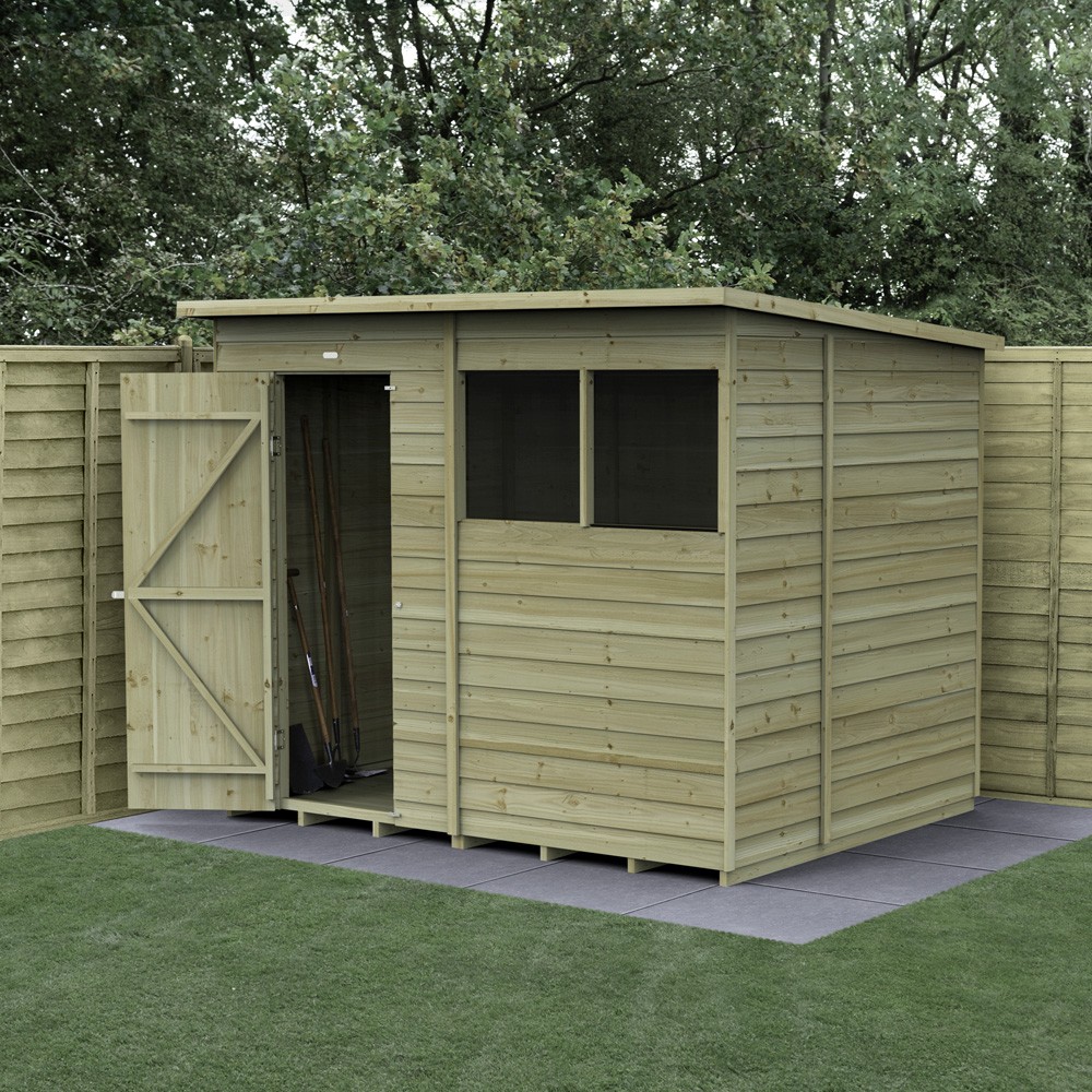 Forest Garden 4LIFE 2 Windows Pent Shed with Single Door - 8ft x 6ft ...