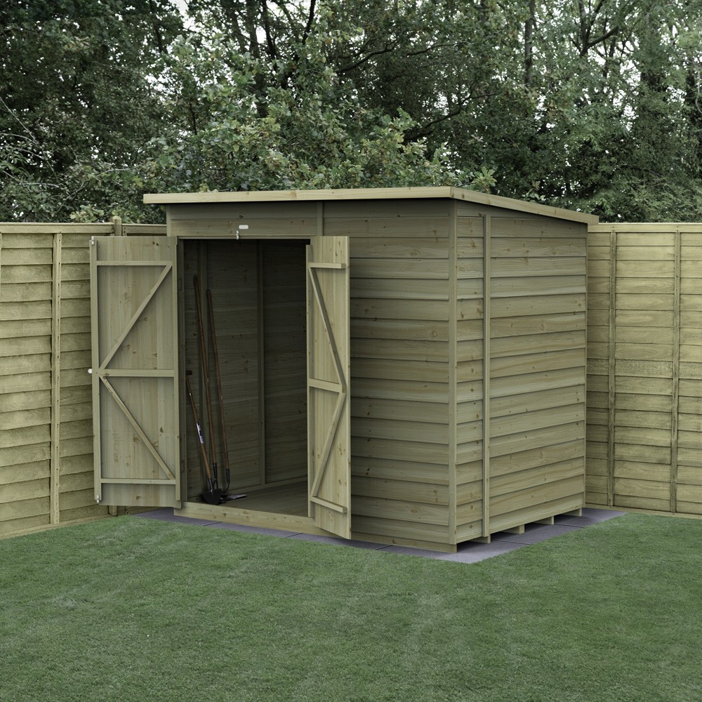 Forest Garden 4LIFE No Windows Pent Shed with Double Door - 7ft x 5ft ...