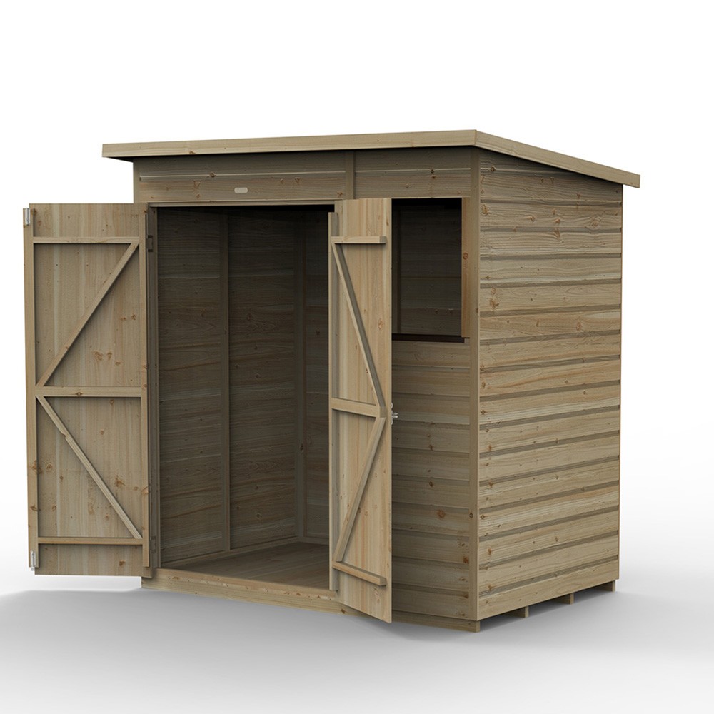 Forest Garden Beckwood 1 Window Pent Shed with Double Door - 6ft x 4ft ...
