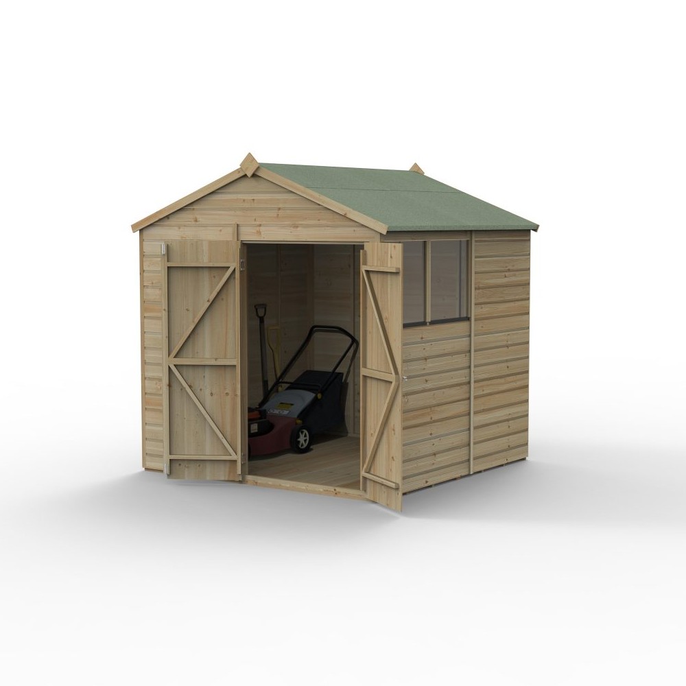 Forest Garden Beckwood 2 Windows Apex Shed with Double Door (Installed ...