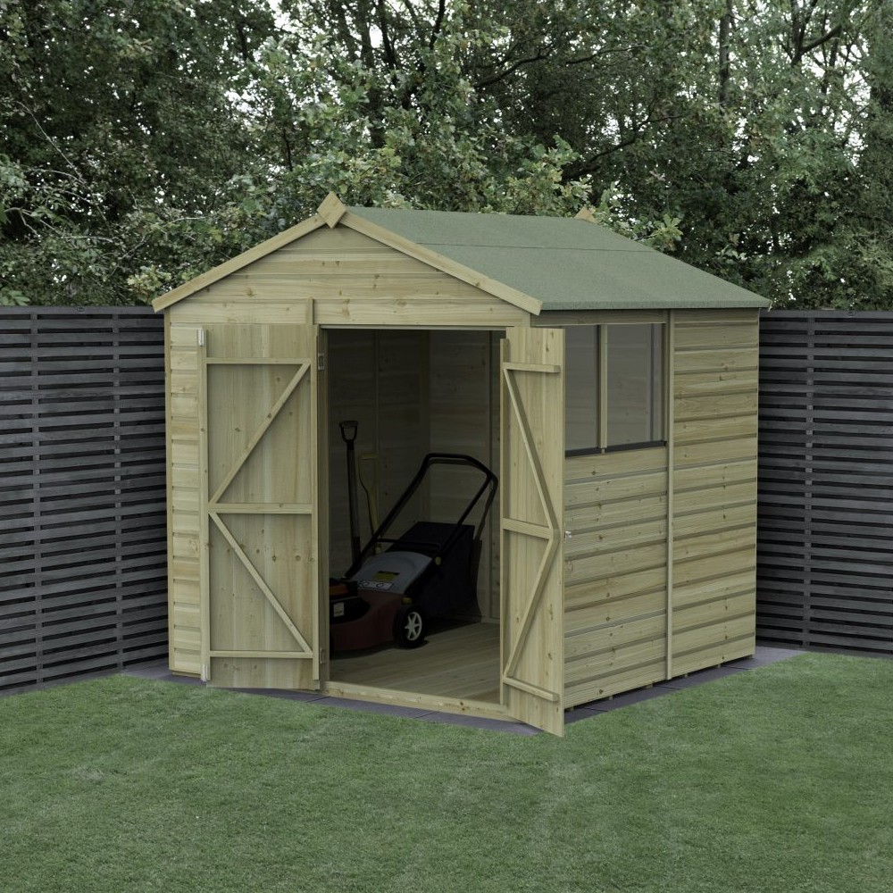 Forest Garden Beckwood 2 Windows Apex Shed with Double Door (Installed ...