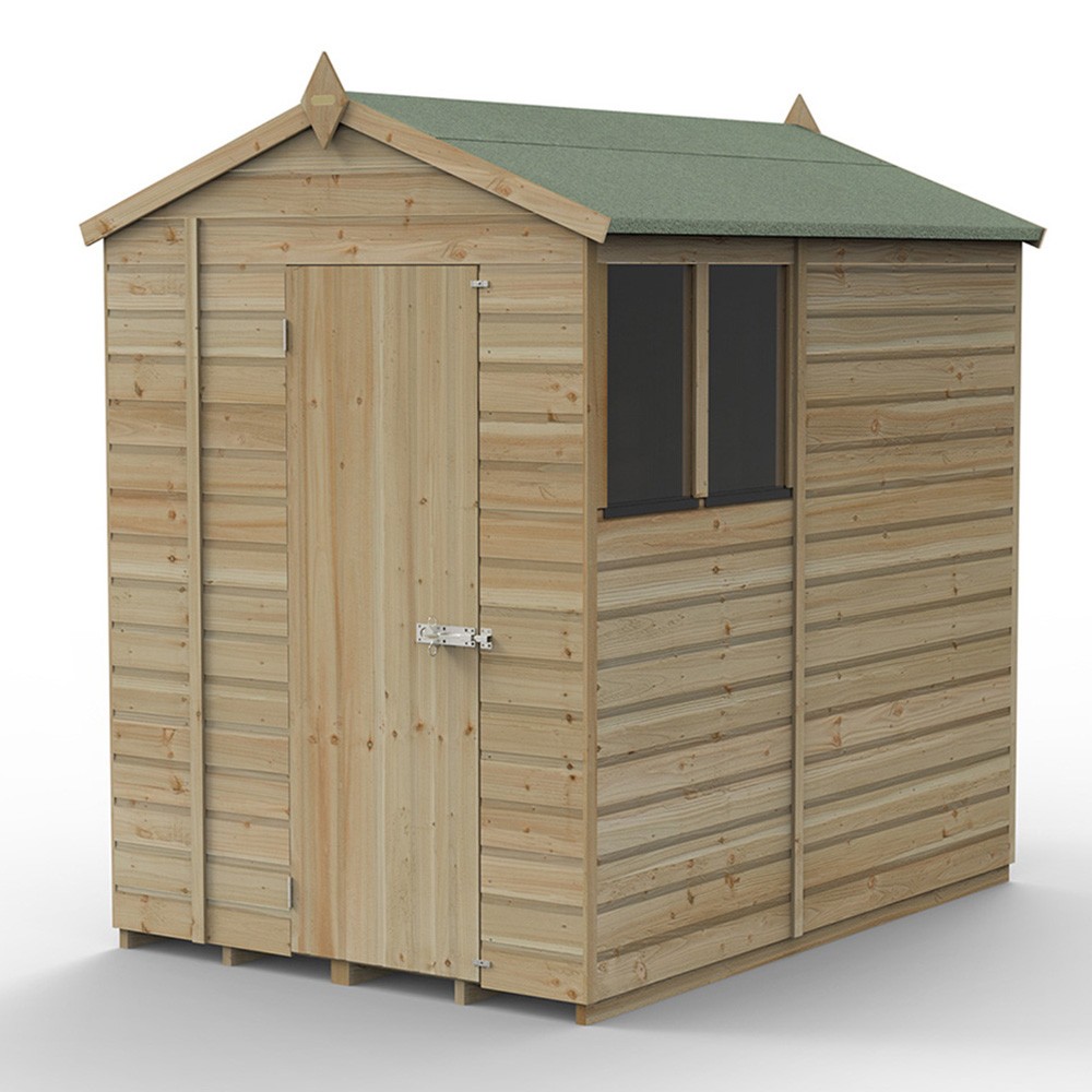 Forest Garden Beckwood 2 Windows Apex Shed with Single Door - 5ft x 7ft ...