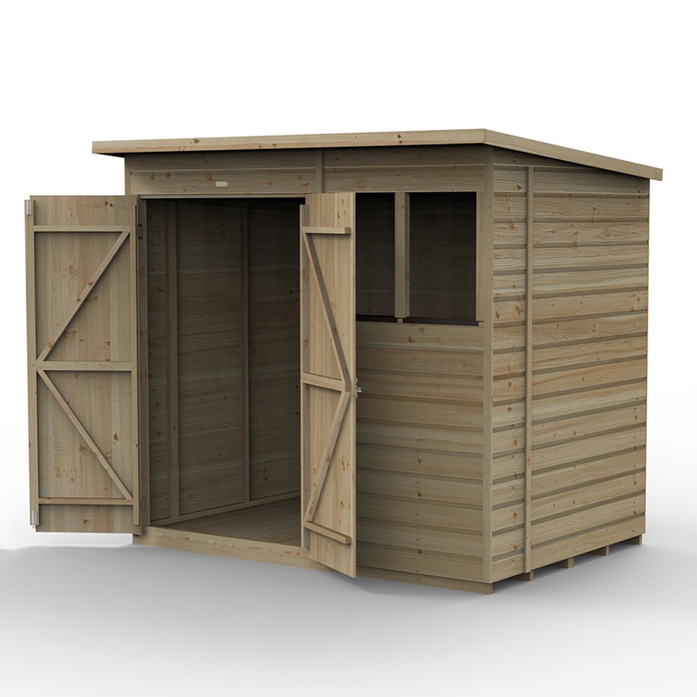 Forest Garden Beckwood 2 Windows Pent Shed with Double Door (Installed ...
