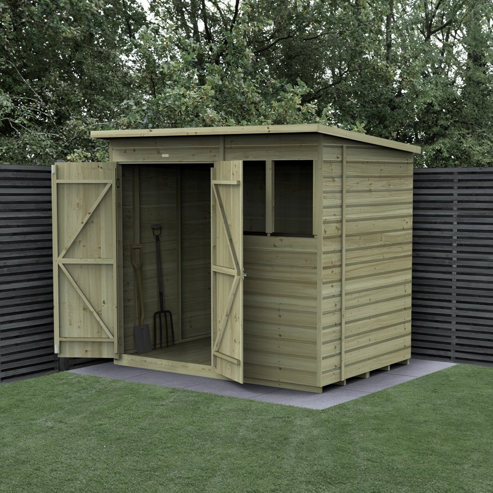 Forest Garden Beckwood 2 Windows Pent Shed with Double Door (Installed ...