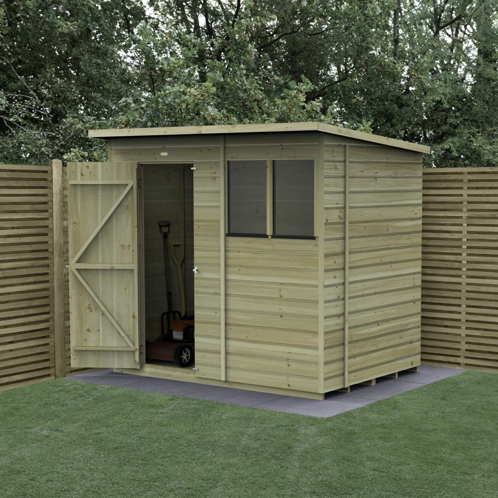 Forest Garden Beckwood 2 Windows Pent Shed with Single Door - 7ft x 5ft ...
