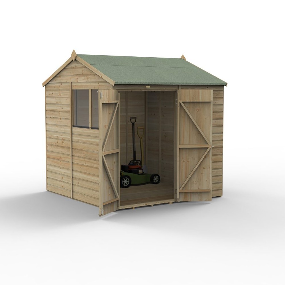 Forest Garden Beckwood 2 Windows Reverse Apex Shed with Double Door ...