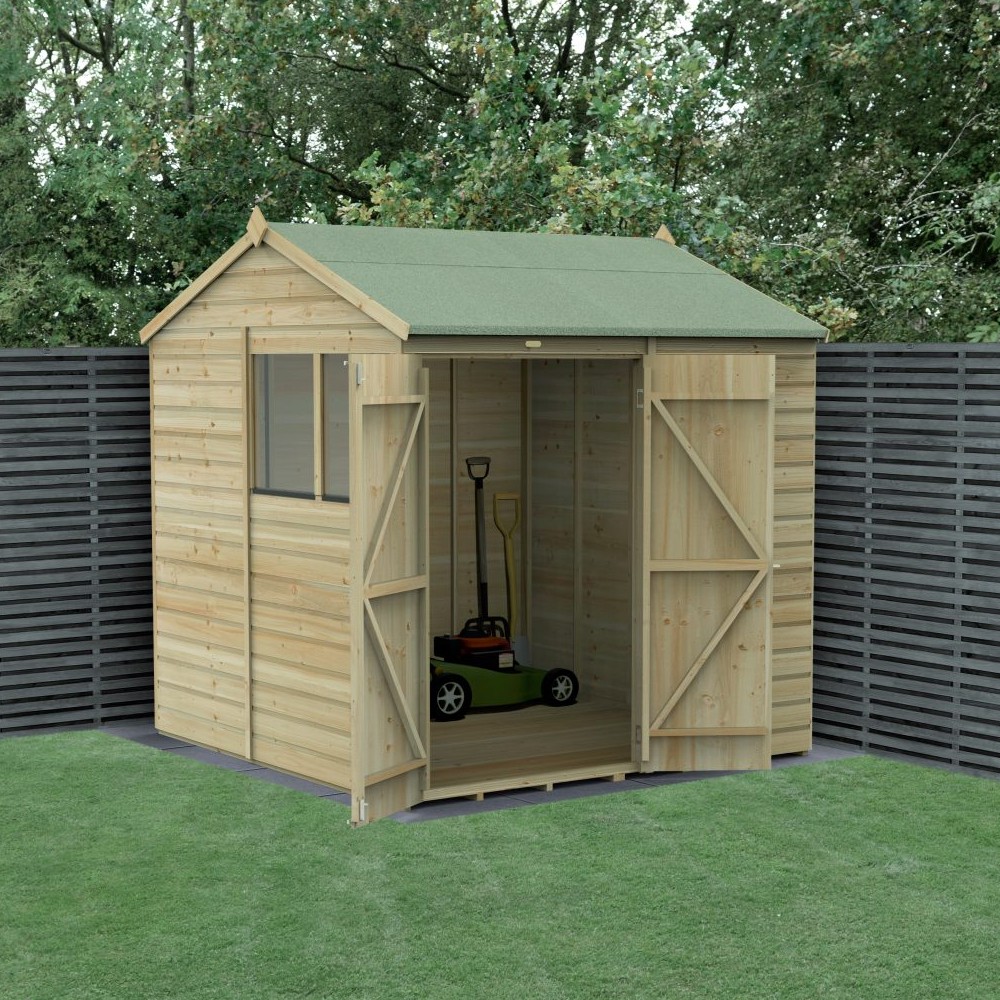 Forest Garden Beckwood 2 Windows Reverse Apex Shed with Double Door ...