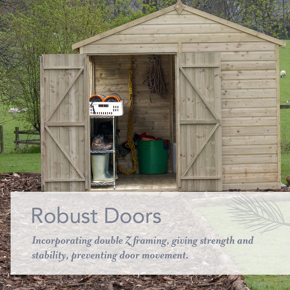 Forest Garden Beckwood 4 Windows Apex Shed with Double Door - 8ft x ...